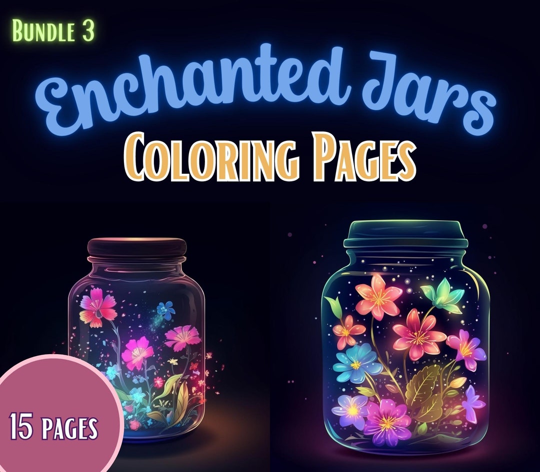 15 Enchanted Flowers in Jars Coloring Page, Fantasy Coloring Pages ...