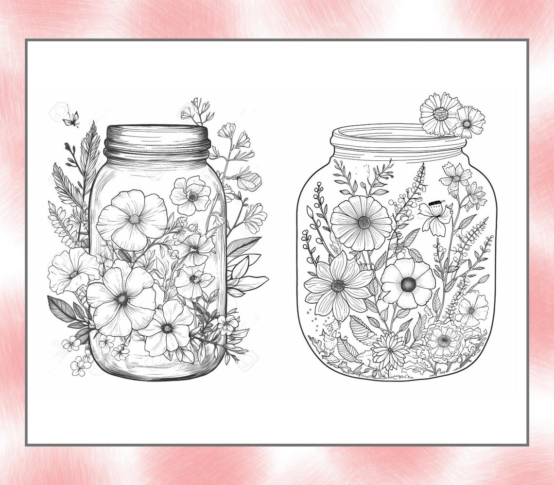 15 Enchanted Flowers in Jars Coloring Page, Fantasy Coloring Pages ...