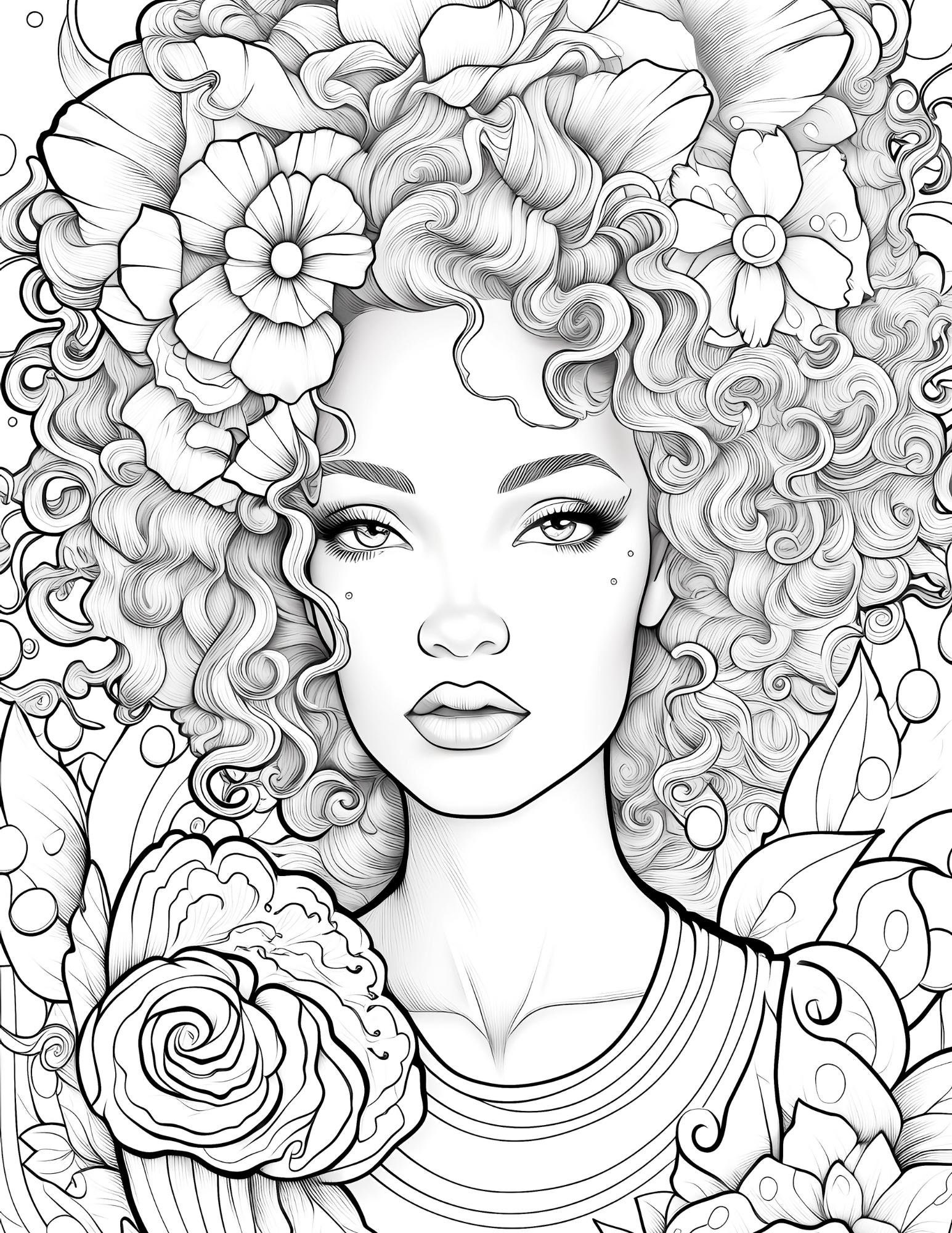 10 Black Woman Coloring Pages, African American Coloring Pages, Adult ...