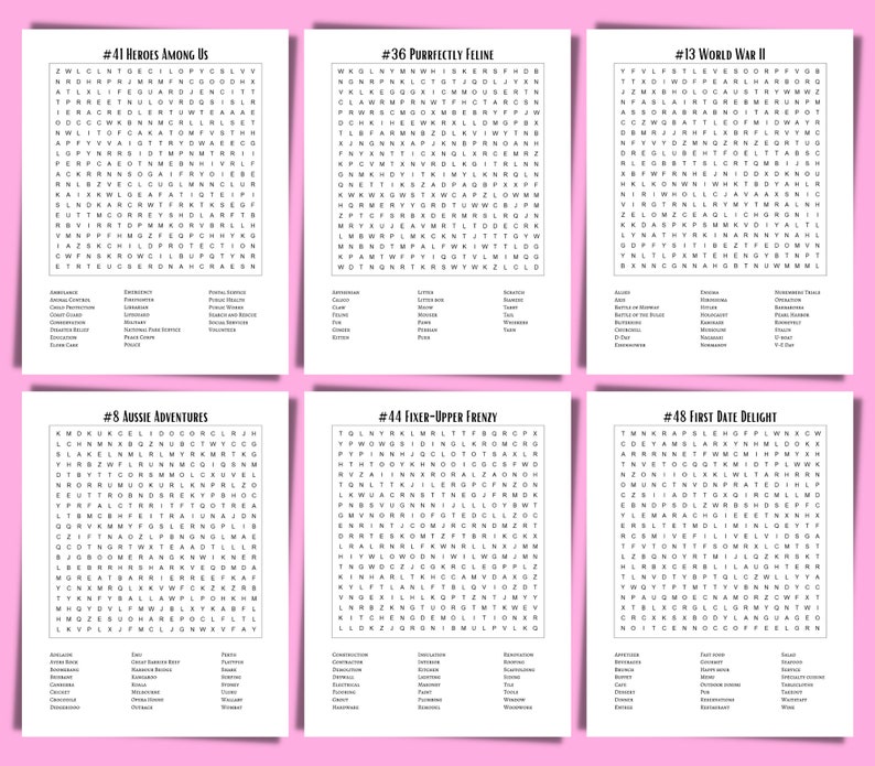 200 Word Search Printable Puzzles, Instant Download, Printable Puzzle ...