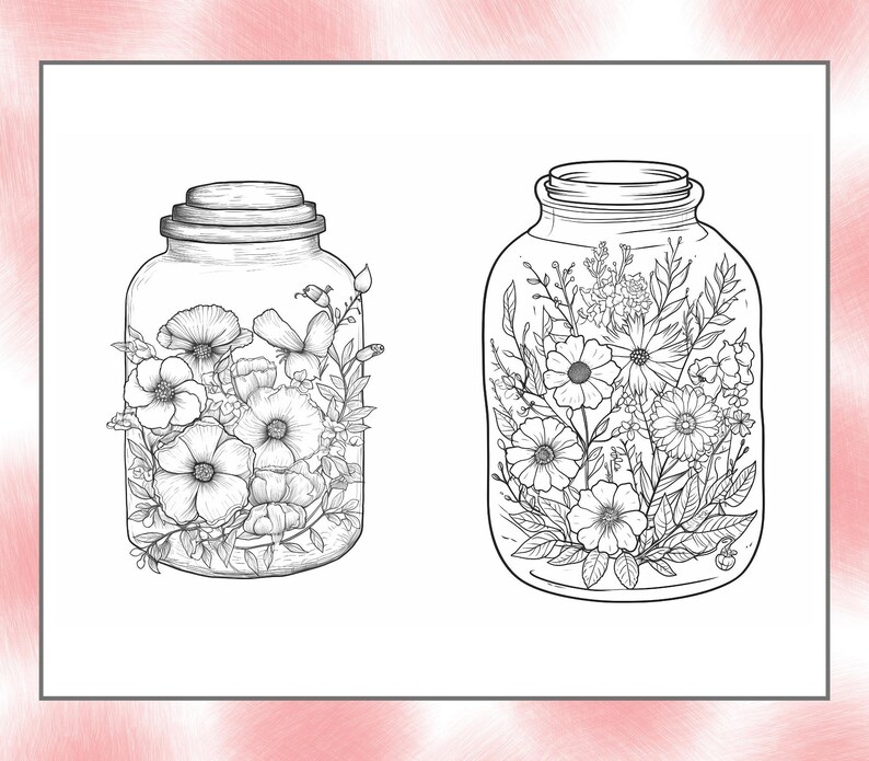 15 Enchanted Flowers in Jars Coloring Page, Fantasy Coloring Pages ...