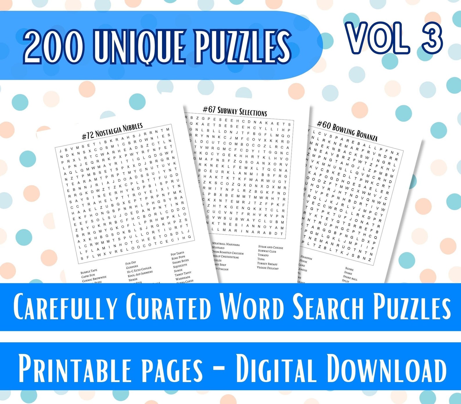 200 Word Search Printable Puzzles, Instant Download, Printable Puzzle ...