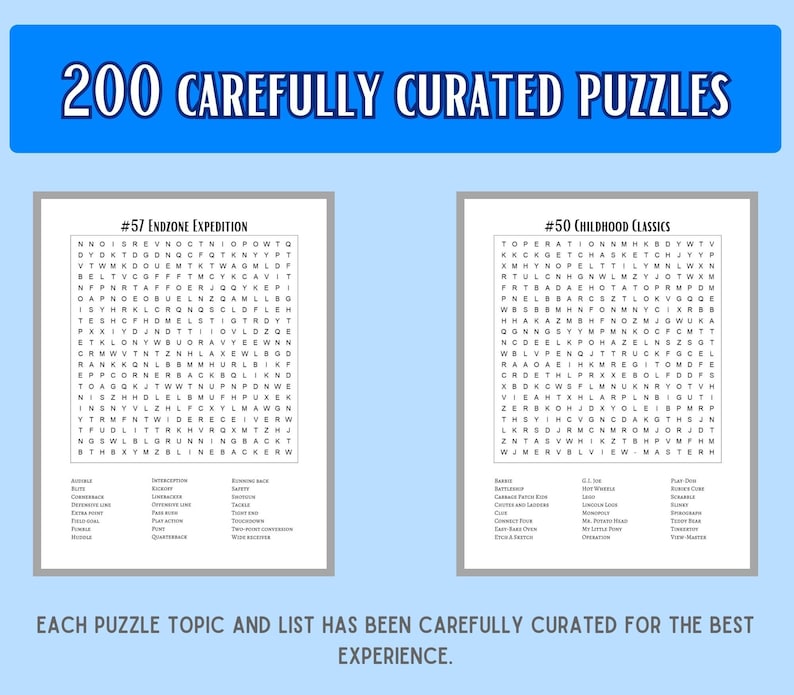 200 Word Search Printable Puzzles, Instant Download, Printable Puzzle ...
