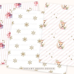 Pink Christmas Digital Paper, Pink Christmas Background, Junk Journal ...
