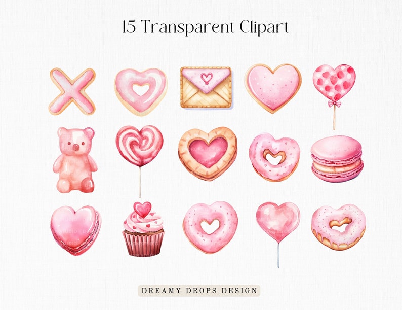 Valentine Sweets Clipart, Valentines Day Clipart, Pink Sweets Clipart ...