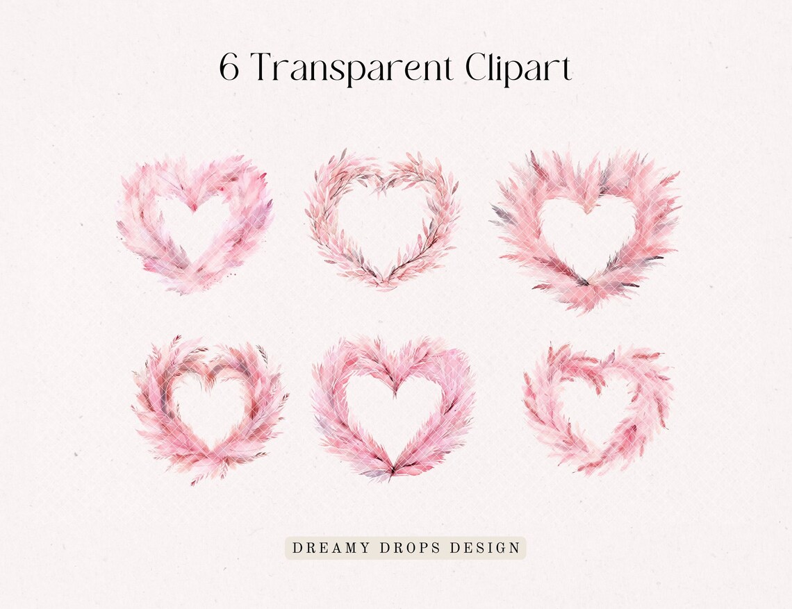 Heart Wreath Clipart Pack, Heart Frame Clipart, Valentine's Day Clipart ...