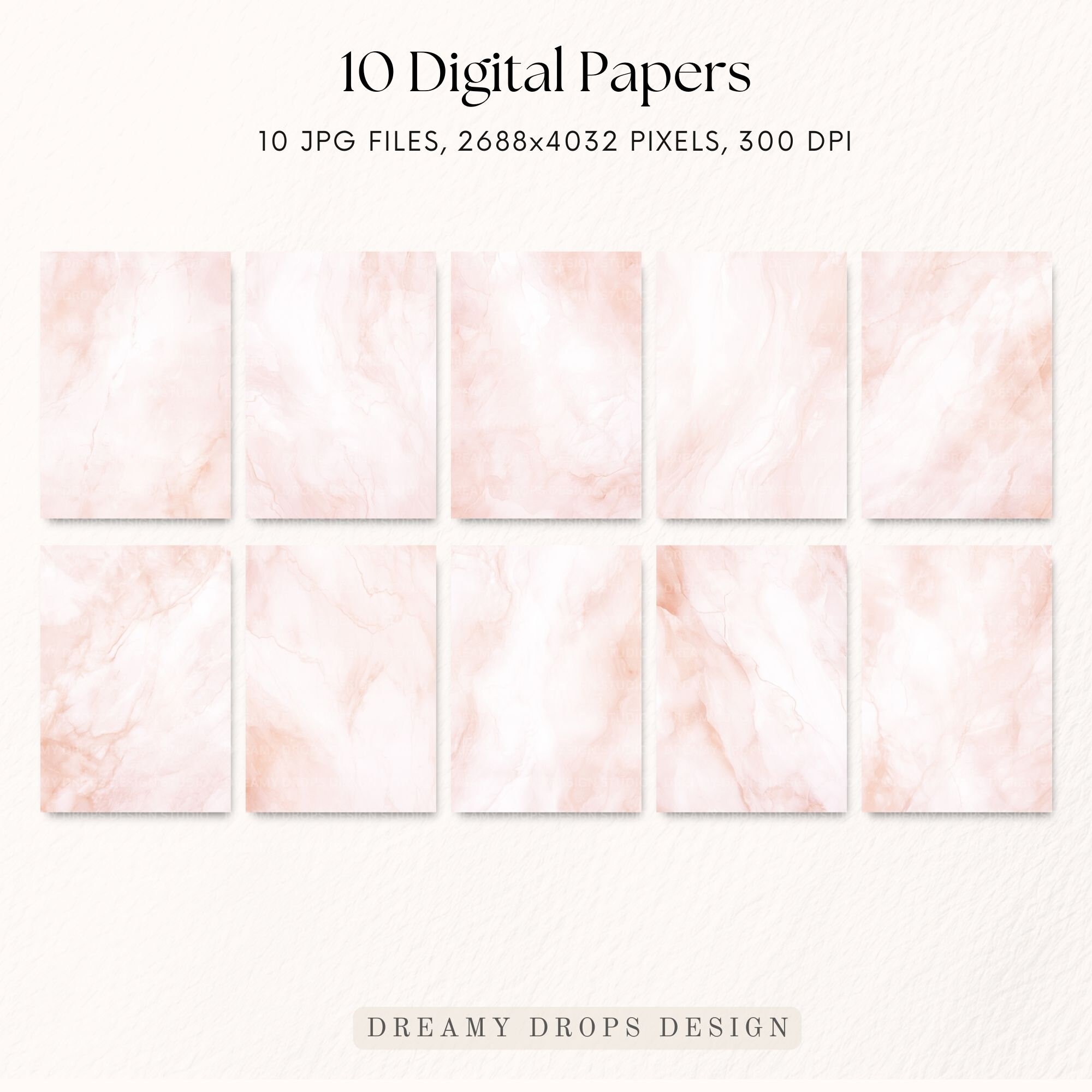 Watercolor Digital Paper Pack, Dusty Pink Background, Marble Pink ...