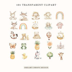 Boho Baby Clipart Bundle, Boho Baby Doodle Clipart, Neutral Baby Shower ...