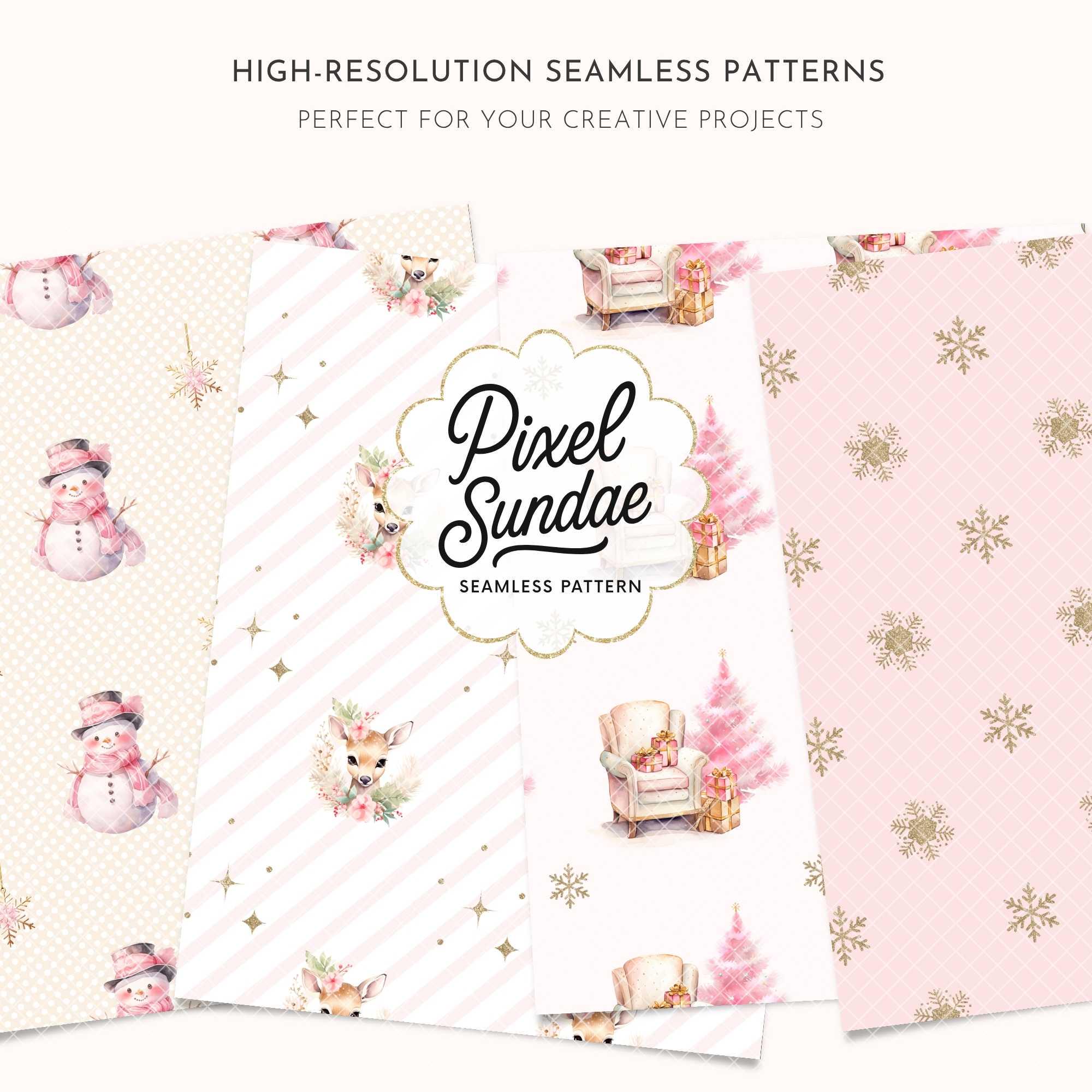 Pink Christmas Digital Paper, Pink Christmas Background, Junk Journal ...