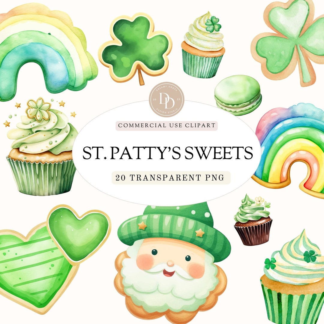 St. Patrick Sweets Clipart Pack, St Pattys Clipart, Cookie Clipart ...
