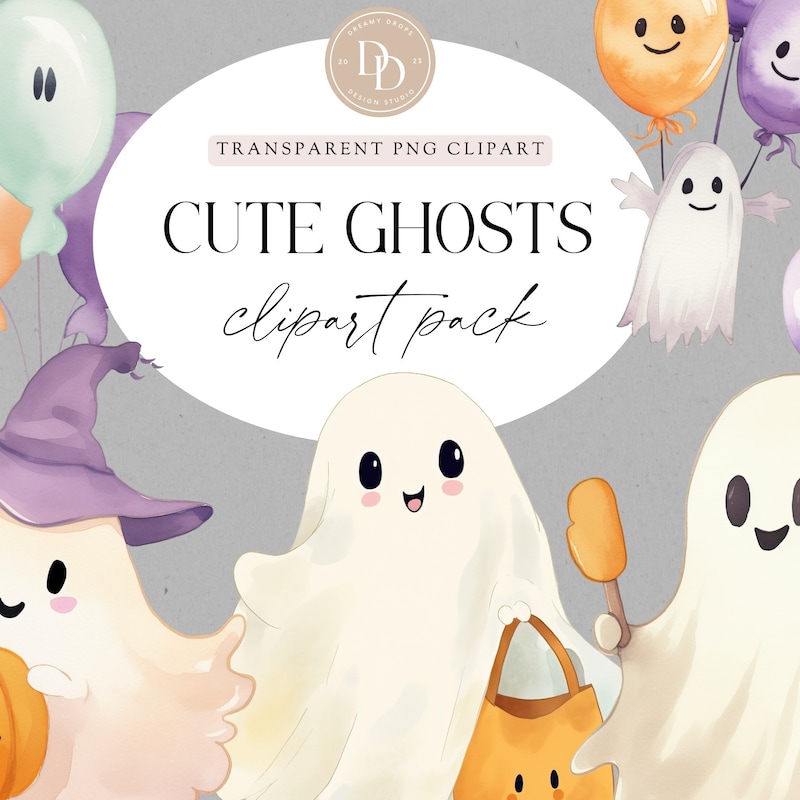 Cute Ghost Clipart - Etsy