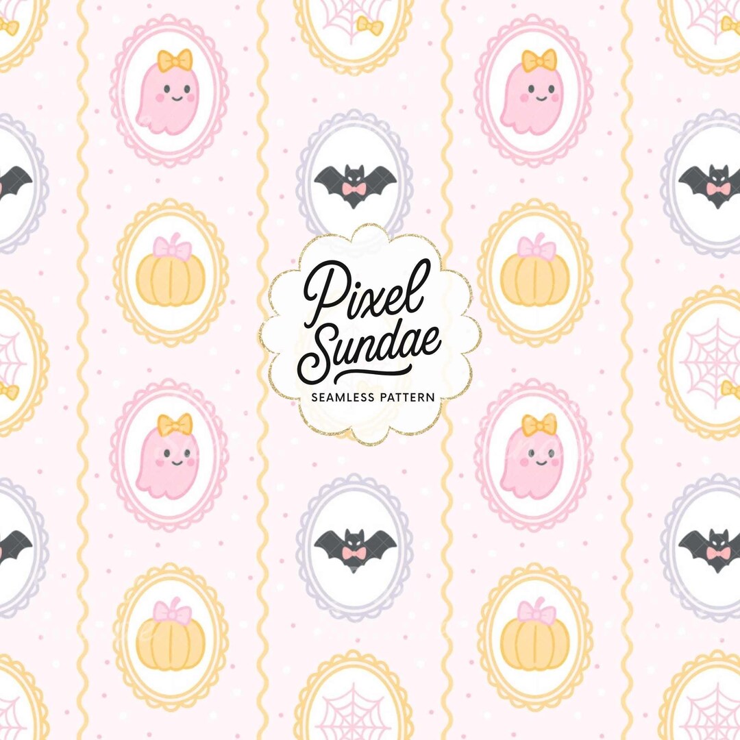 Pink Halloween Seamless Pattern: Cute Ghost Digital Paper, Halloween ...