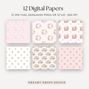 Pink Christmas Digital Paper, Pink Christmas Background, Junk Journal ...