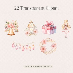 Watercolor Pink Christmas Clipart Bundle, Pink Christmas PNG, Holiday ...