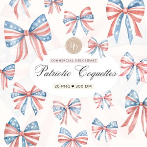 American Bow Coquette Clipart Pack, Patriotic Coquette Clipart ...