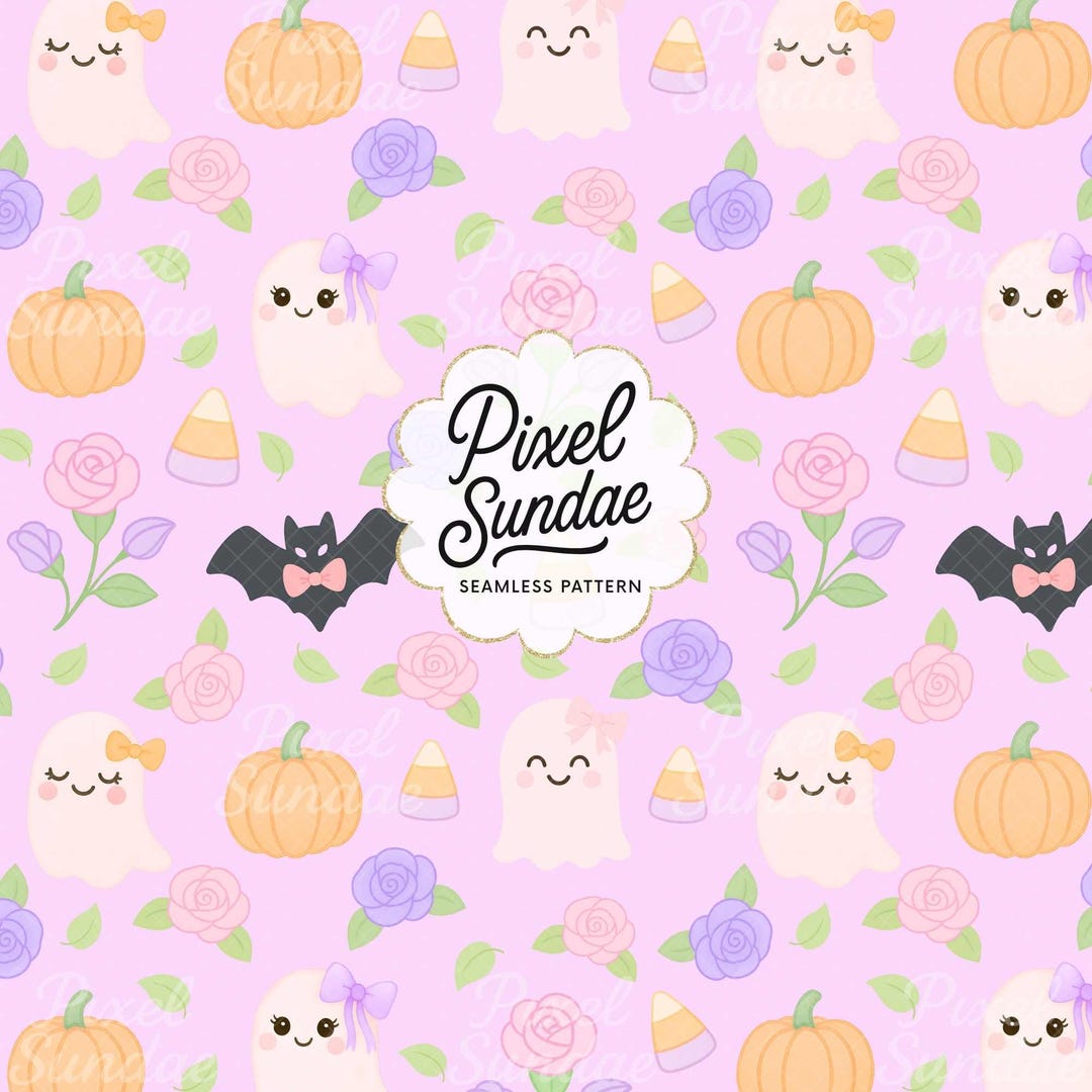 Cute Ghost Seamless Pattern: Coquette Ghosts With Bows, Cute Halloween ...