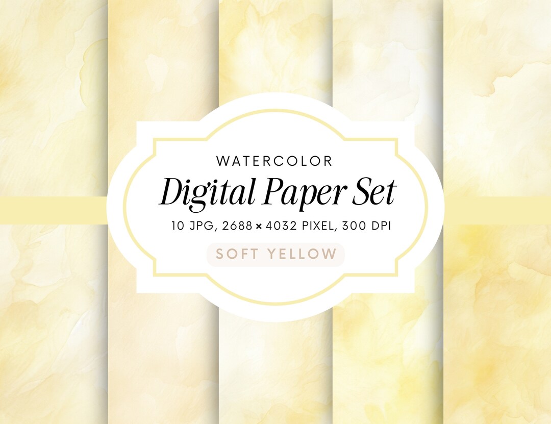 Watercolor Digital Paper Pack Soft Yellow Background - Etsy
