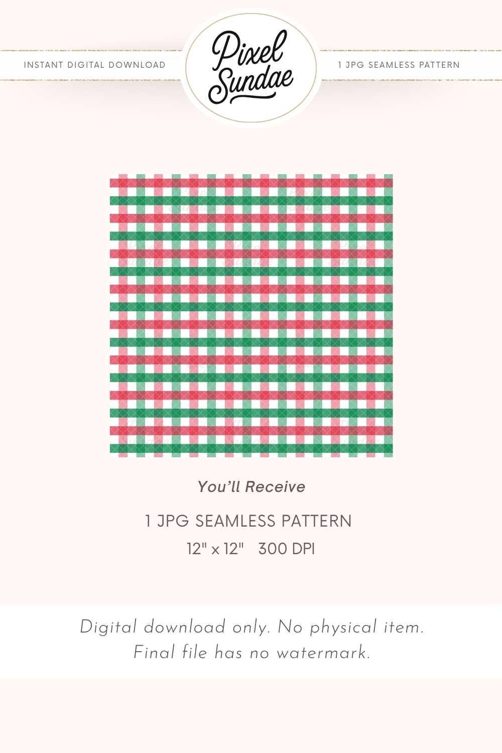 Red Green Gingham Seamless Pattern: Christmas Digital Paper, Festive ...