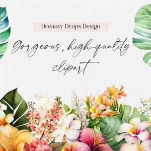 Tropical Flower Clipart Bundle, Watercolor Floral Clipart, Transparent ...