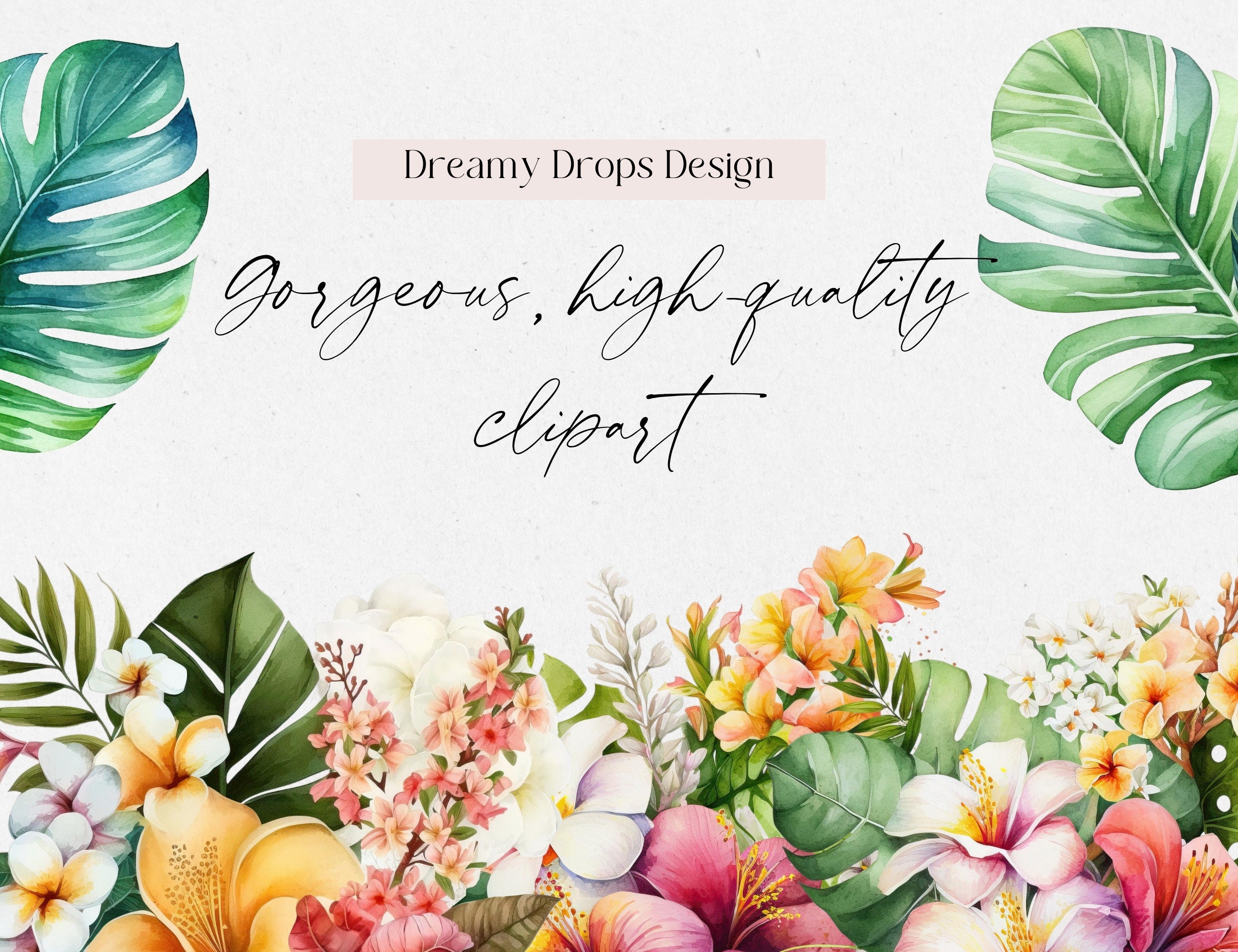 Tropical Flower Clipart Bundle Watercolor Floral Clipart - Etsy