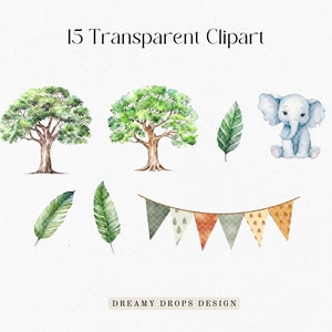 Watercolor Safari Animals Clipart Bundle, Wild One Clipart, Jungle ...