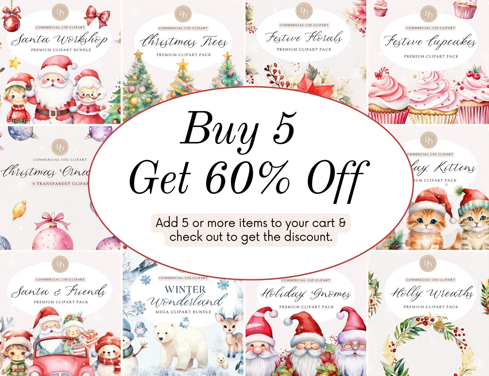 Watercolor Christmas Lights Clipart Pack, String Lights Clipart ...