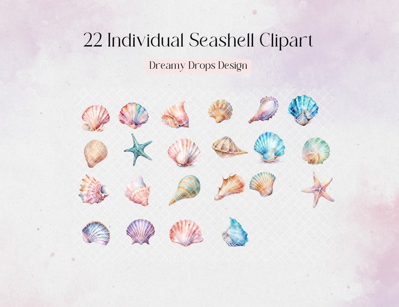 Seashell Clipart Bundle, Watercolor Clipart Under the Sea, Beach ...