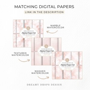 Watercolor Digital Paper Pack, Dusty Pink Background, Marble Pink ...