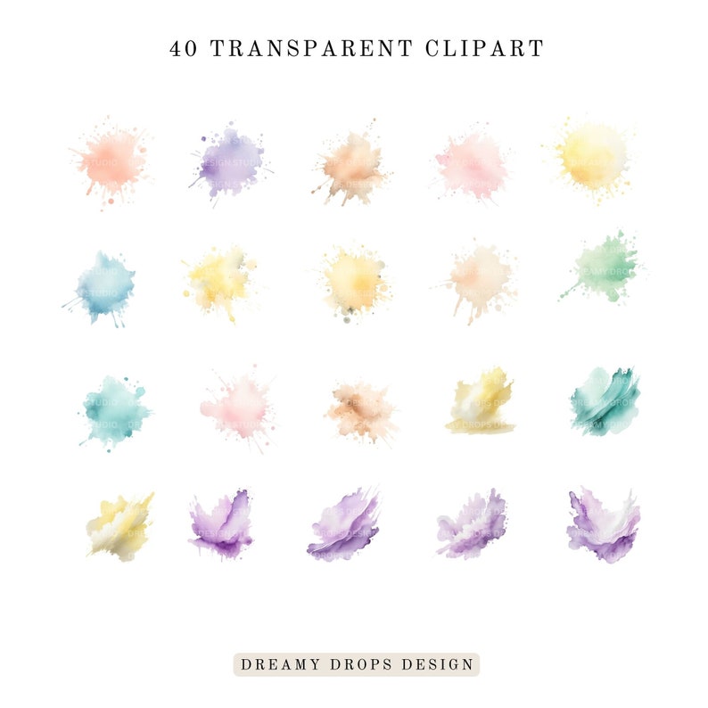 Neutral Watercolor Splash Clipart Pack, Splashes Neutral, Alcohol Ink ...