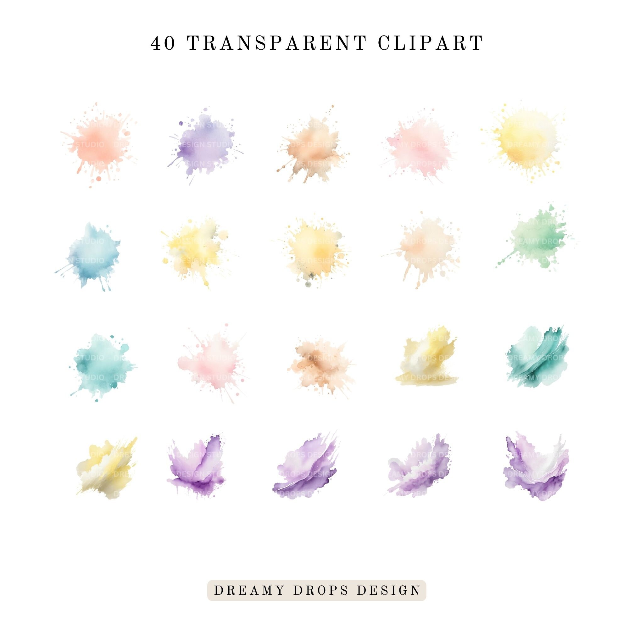 Neutral Watercolor Splash Clipart Pack, Splashes Neutral, Alcohol Ink ...