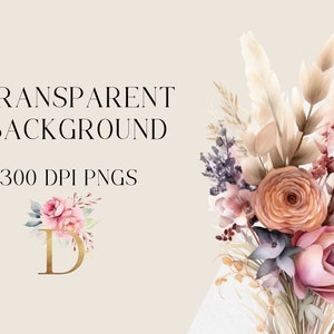 Boho Floral Clipart Pack, Pampas Clipart, Boho Clipart Bundle, Clip Art ...