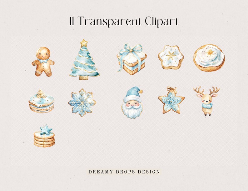 Christmas Cookie Clipart Pack, Blue Cookie Clipart, Christmas Cookie ...