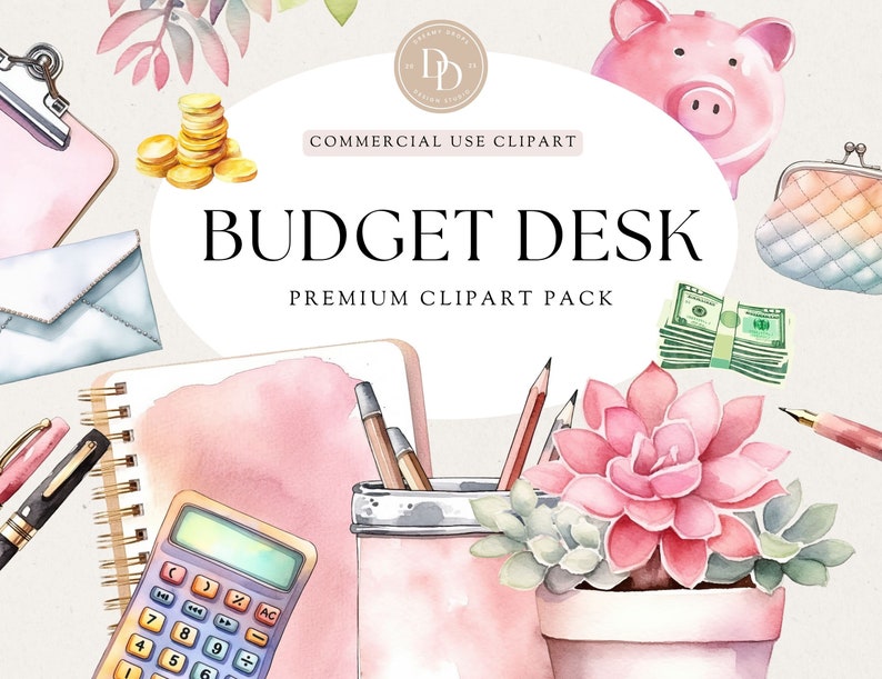 Budget Clipart Pack, Piggy Bank Clipart, Save Money Clipart, Finance ...