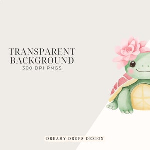 Baby Turtle With Flowers Clipart Bundle, Watercolor Sea Turtle Clipart ...