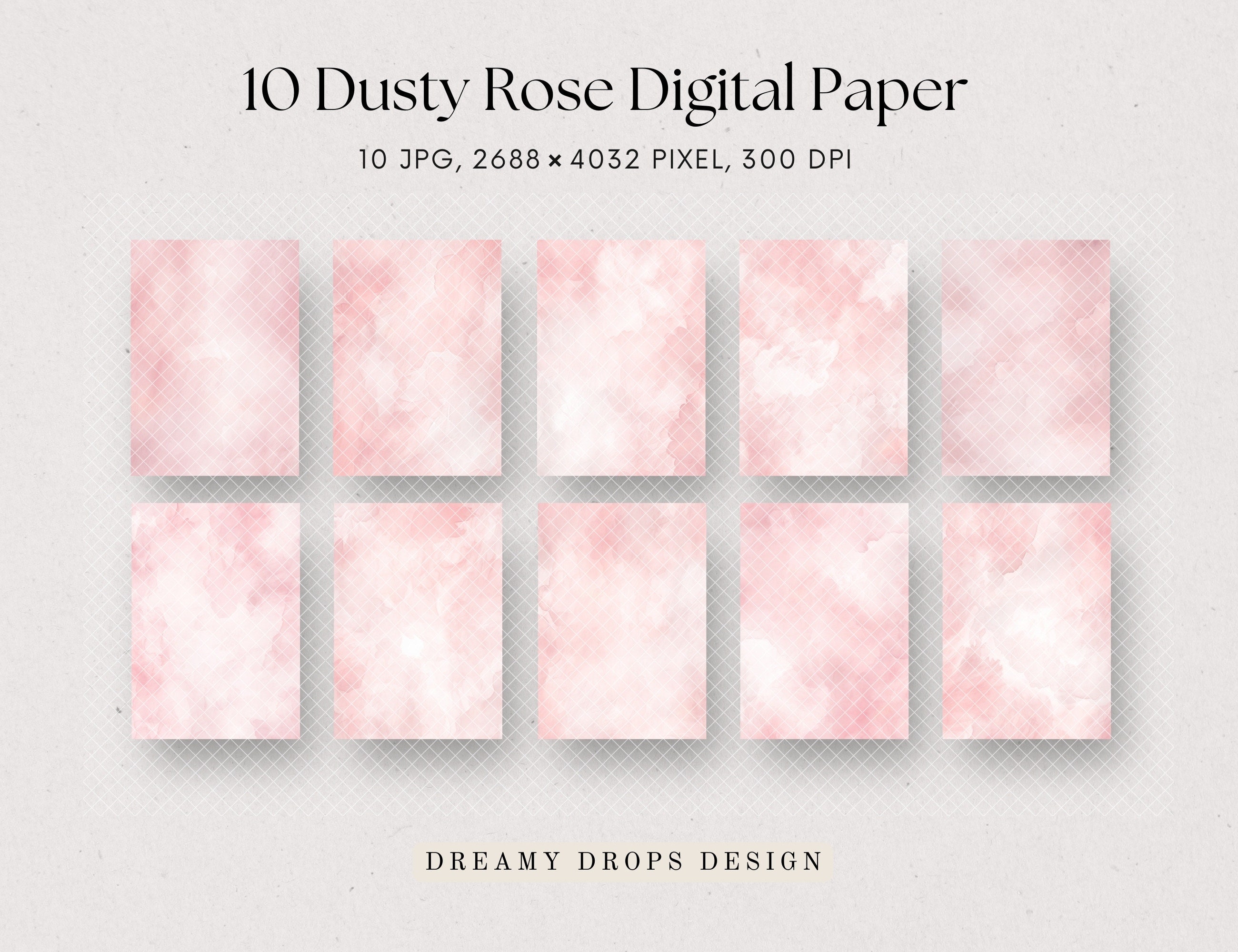 Watercolor Digital Paper Pack Dusty Rose Background Pastel Watercolor ...