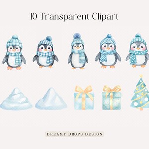 Christmas Penguin Clipart Pack, Winter Wonderland Clipart, Cute Penguin ...