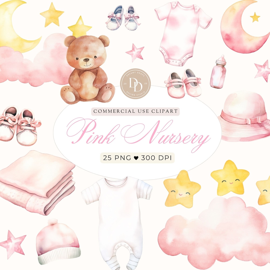 Boho Baby Girl Clipart, Pink Nursery Clipart, Boho Baby Clipart, Baby ...