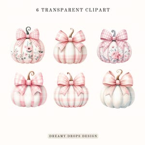 Pink Coquette Pumpkin Clipart Pack, Trendy Pumpkin Clipart, Pumpkin Bow ...