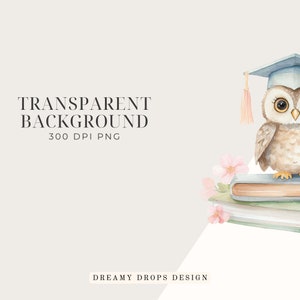 Graduating Owl, Owl Back to School Clipart, Watercolor Owl, Teacher ...