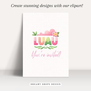 Luau Clipart Pack, Watercolor Hawaii Clipart, Tropical Clipart ...