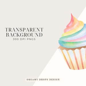 Watercolor Dessert Clipart Pack, Bakery Clipart, Rainbow, Pastel Sweets ...