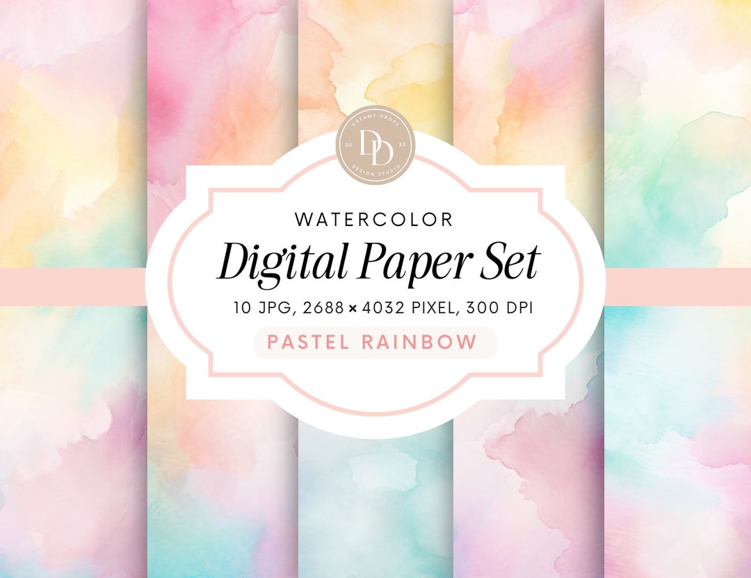 Pastel Watercolor Digital Paper Pack, Pastel Gradient, Watercolor ...