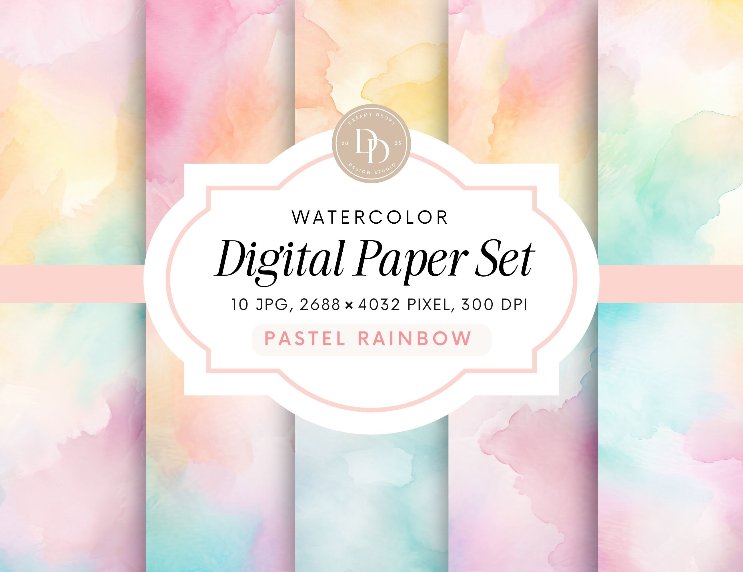 Pastel Watercolor Digital Paper Pack, Pastel Gradient, Watercolor ...
