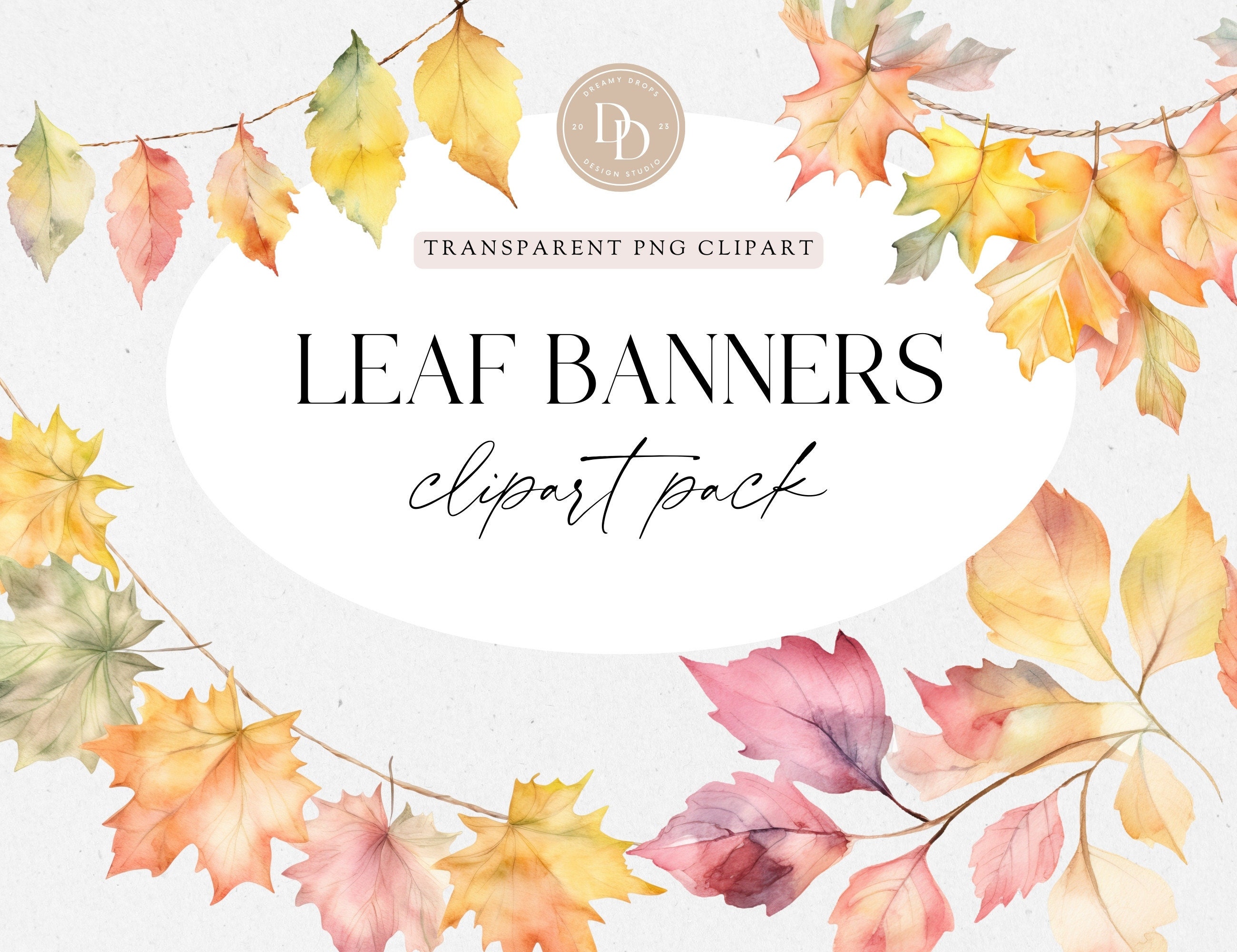 Autumn Leaves Clipart, Leave Banner Clipart, Fall Clipart, Leaves ...