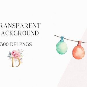 Watercolor Christmas Lights Clipart Pack, String Lights Clipart ...