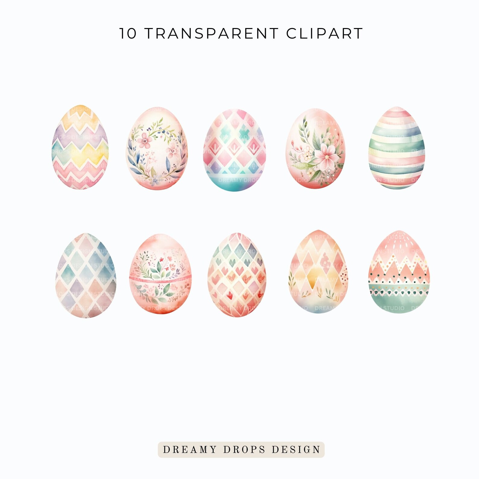Pastel Easter Egg Clipart Pack, Paper Crafts, Pastel Easter Clipart ...