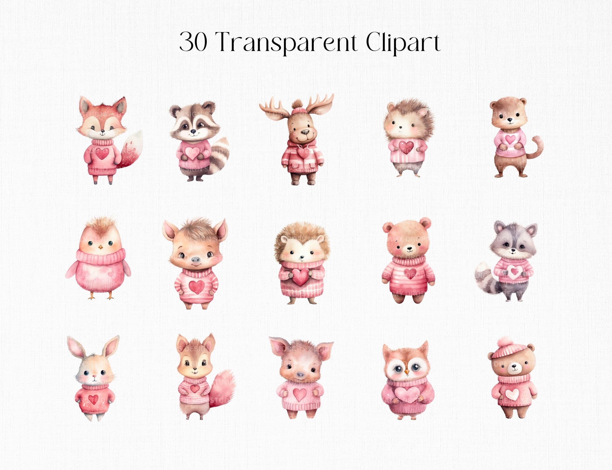 Valentine Woodland Clipart Bundle, Woodland Animal Clipart, Valentine ...