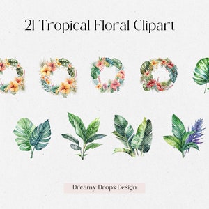 Tropical Flower Clipart Bundle, Watercolor Floral Clipart, Transparent ...