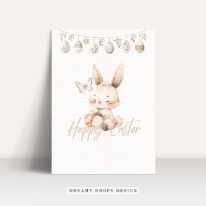 Rustic Easter Clipart Bundle, Cute Easter Bunny Clip Art, Floral ...
