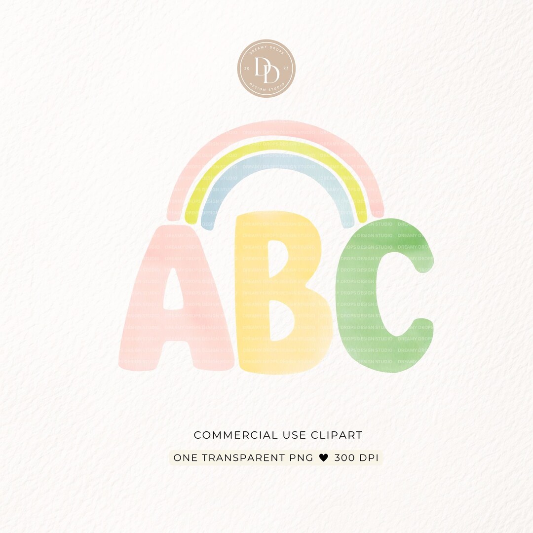 ABC Rainbow Clipart, Back to School Clipart, Watercolor Alphabet ...